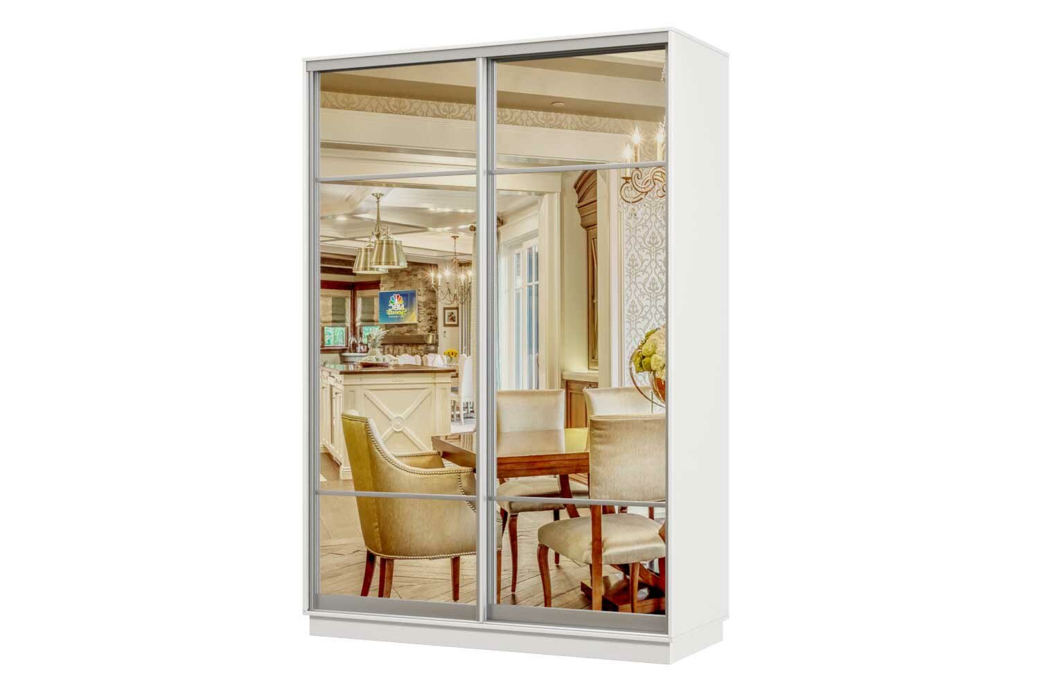 Шкаф-купе 2-дверный Hoff Практик 10, напольный, 150х220х60 см, ЛДСП/зеркало, для одежды, цвет белый