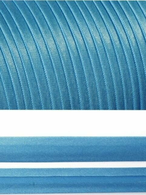 Косая бейка для шитья атлас (бейка атласная) шир.15мм цв. бирюзовый 131 (10 метров)