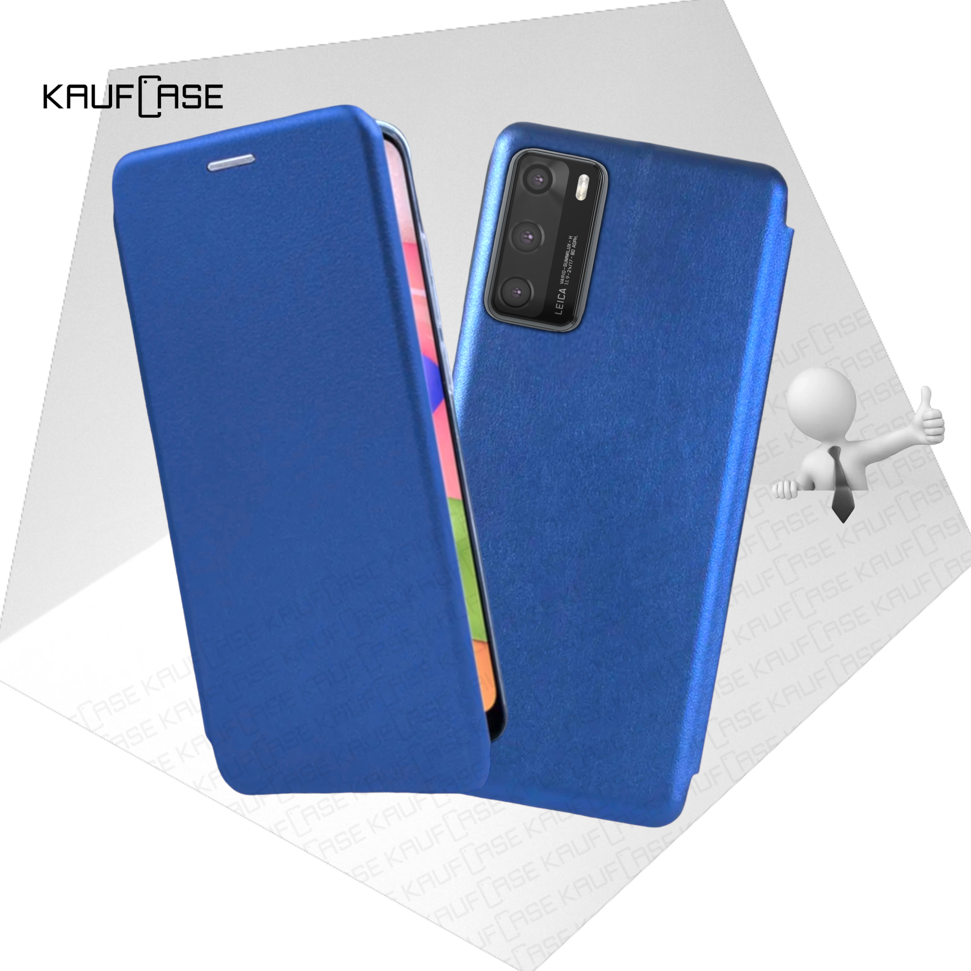 Чехол книжка для телефона Huawei P40 (ANA-NX9) (6.1"), синий. Текстура под кожу