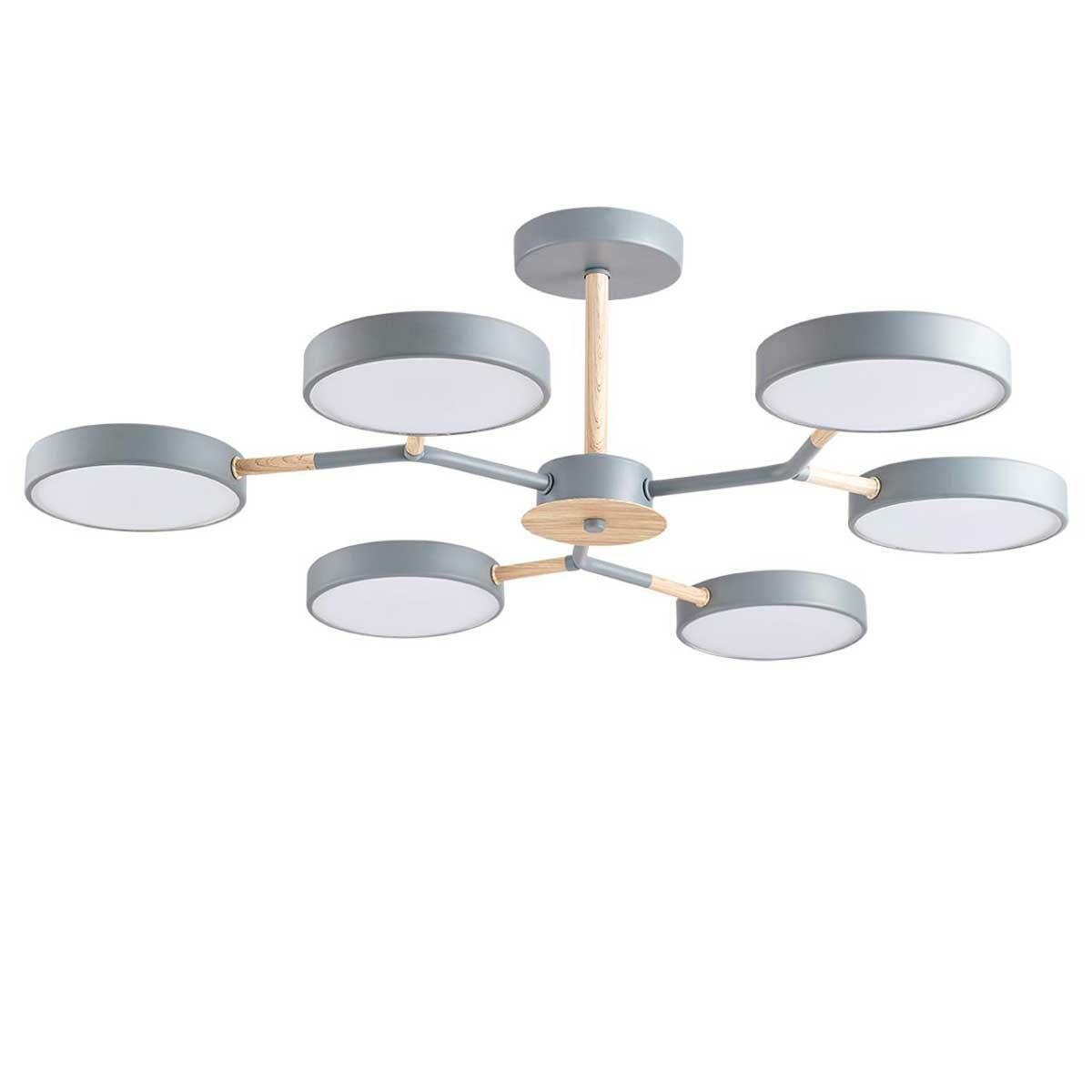 Потолочная люстра Lumion BRAD 5651/99CL, в стиле минимализм, плафон белый, серая деревянная арматура