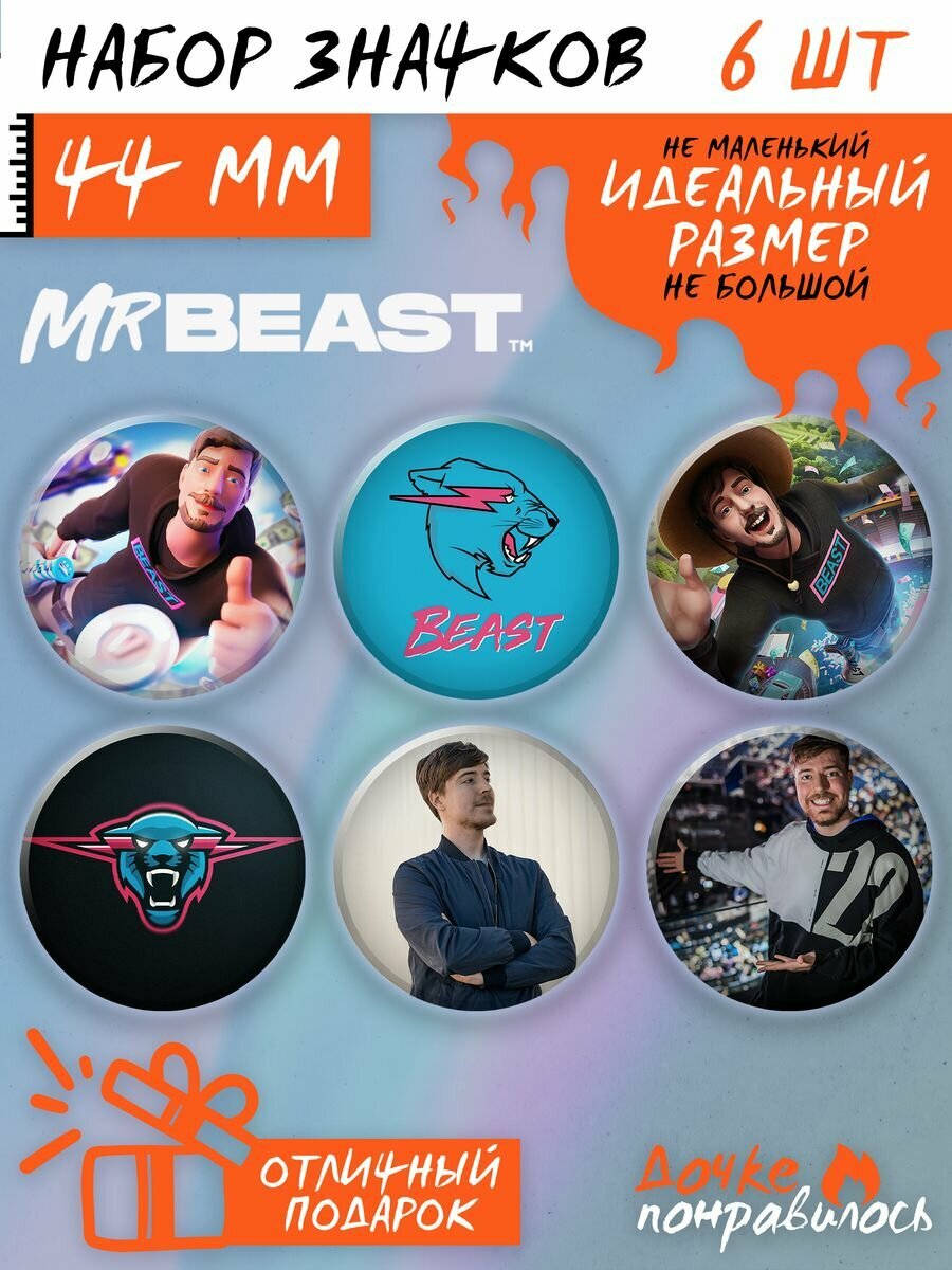 Значки на рюкзак Мистер Бист MrBeast набор