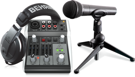 Behringer Podcastudio 2 USB, набор для записи: пульт 302USB, микрофон XM8500, наушники HPM1000