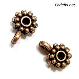 Фурнитура для бижутерии Бейл Шайба 0004707 медный цвет 9x3 мм, цена за 10 шт.