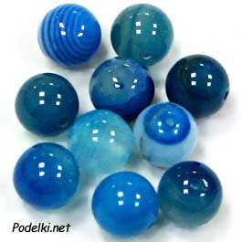 Натуральная бусина Агат голубой 0003354 шарик 10 мм, цена за 4 шт.