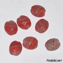 Стеклянная бусина Овал 0001909 серый с розовым 11x9 мм, цена за 10 шт.