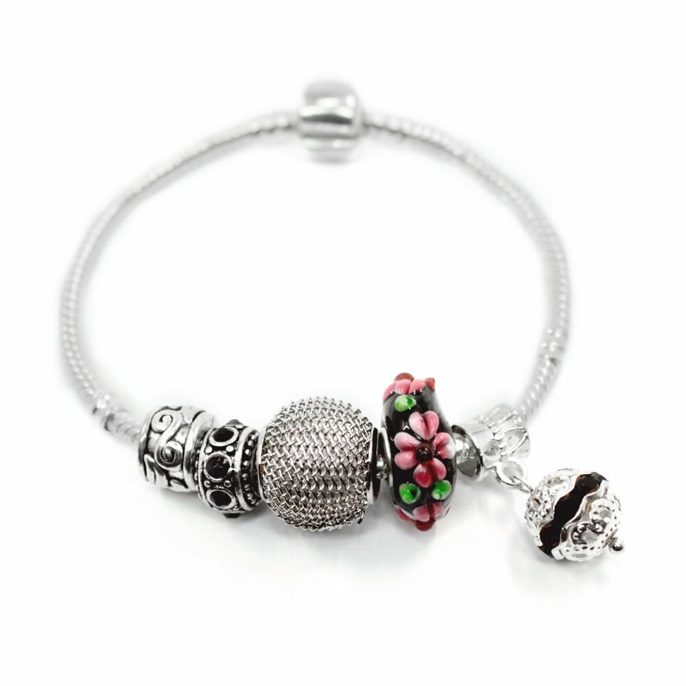 Браслет-цепочка, стразы, муранское стекло, стекло