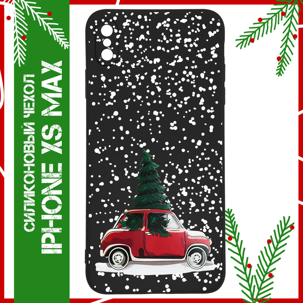 Силиконовый чехол Елка в авто для iPhone XS MAX / Айфон XС макс