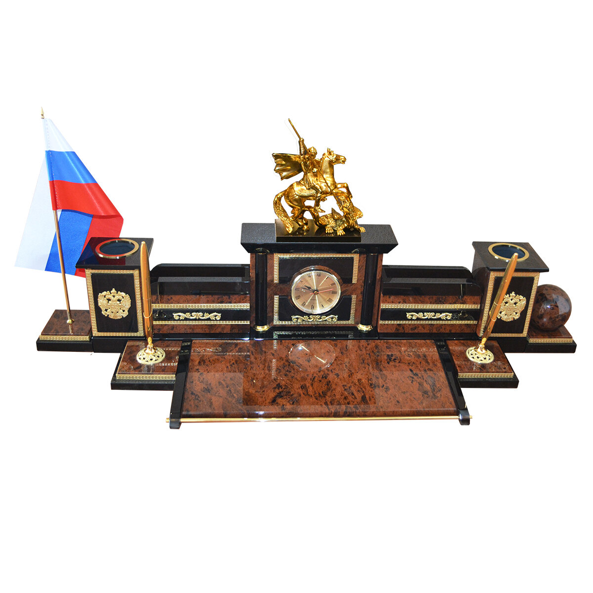 Канцелярский набор из камня с фигурой Георгия Победоносца "Идеал 13-5"