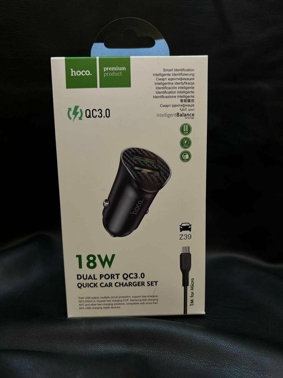 Автомобильное заряд. устр. Hoco Z39 2USB 18W 3A QC3.0 черное