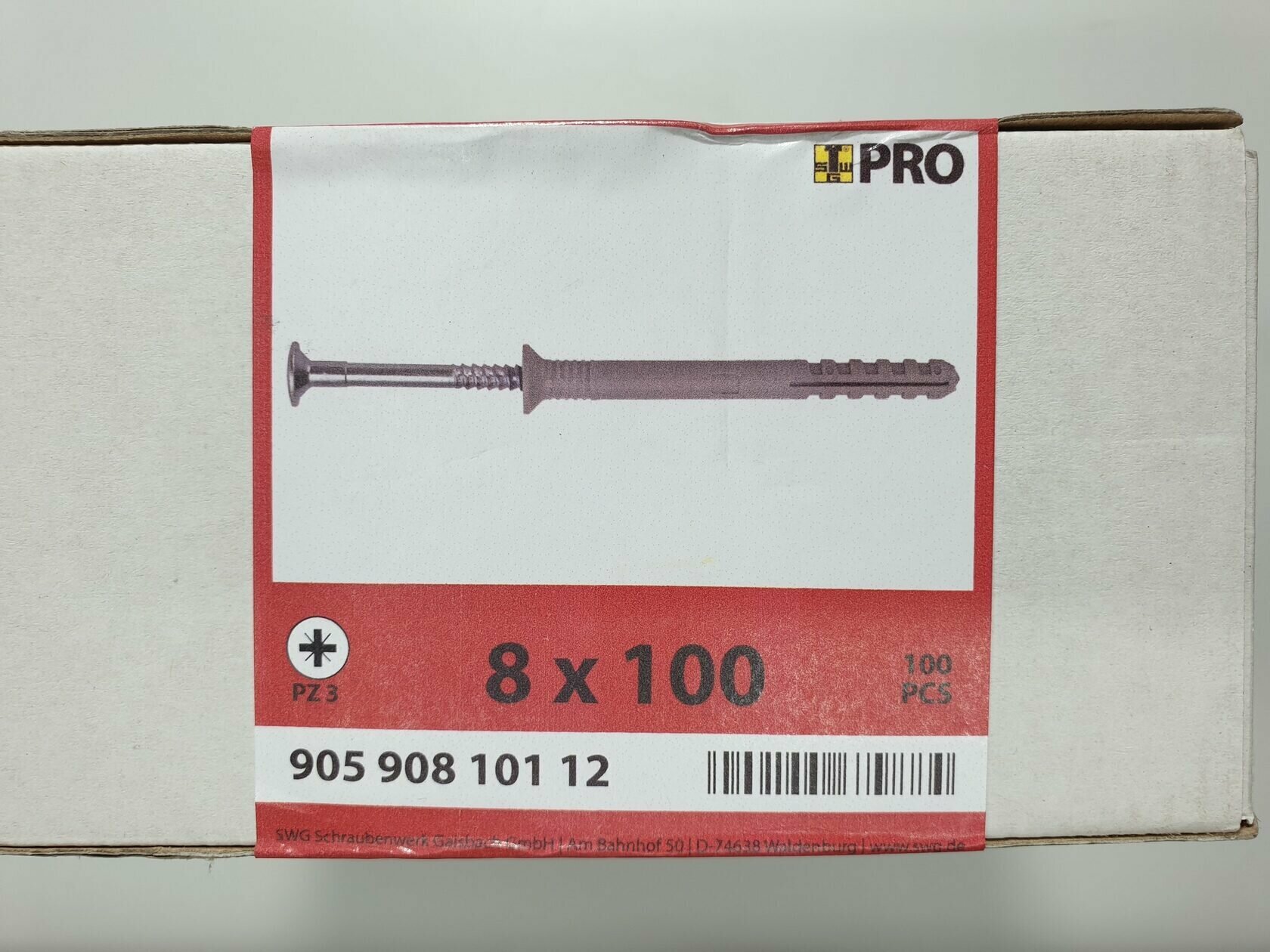 Дюбель-гвоздь полукруглая голова PZ3 8x100 (100 pcs) SWG, Германия