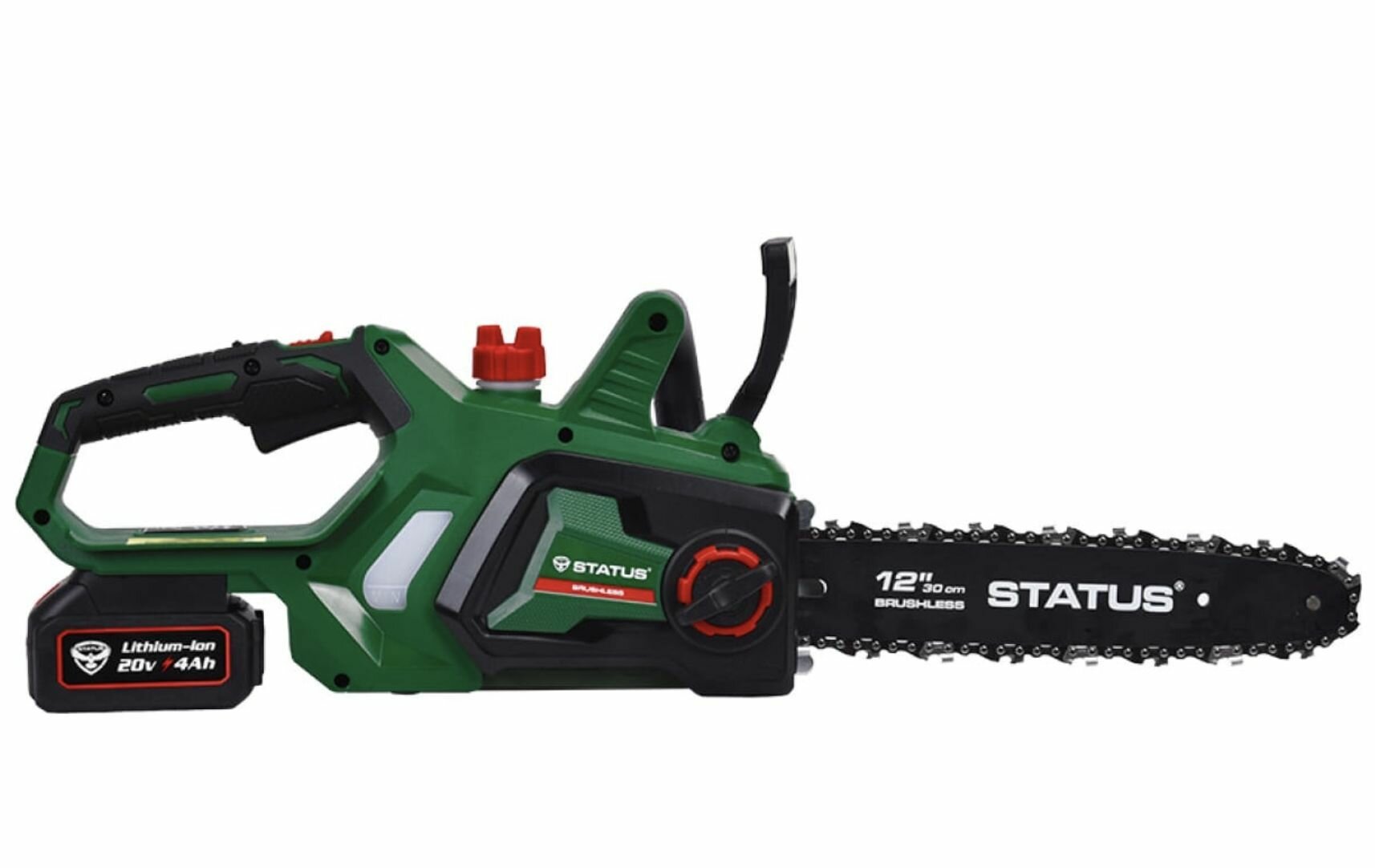 Аккумуляторная цепная электропила STATUS SCB300-20KIT, Li-Ion 20В, 4Ач, длина шины 30см