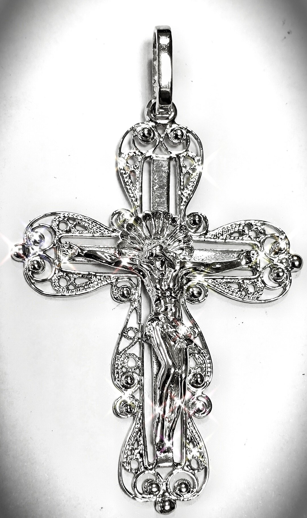 Крестик, серебро, 925 проба, родирование