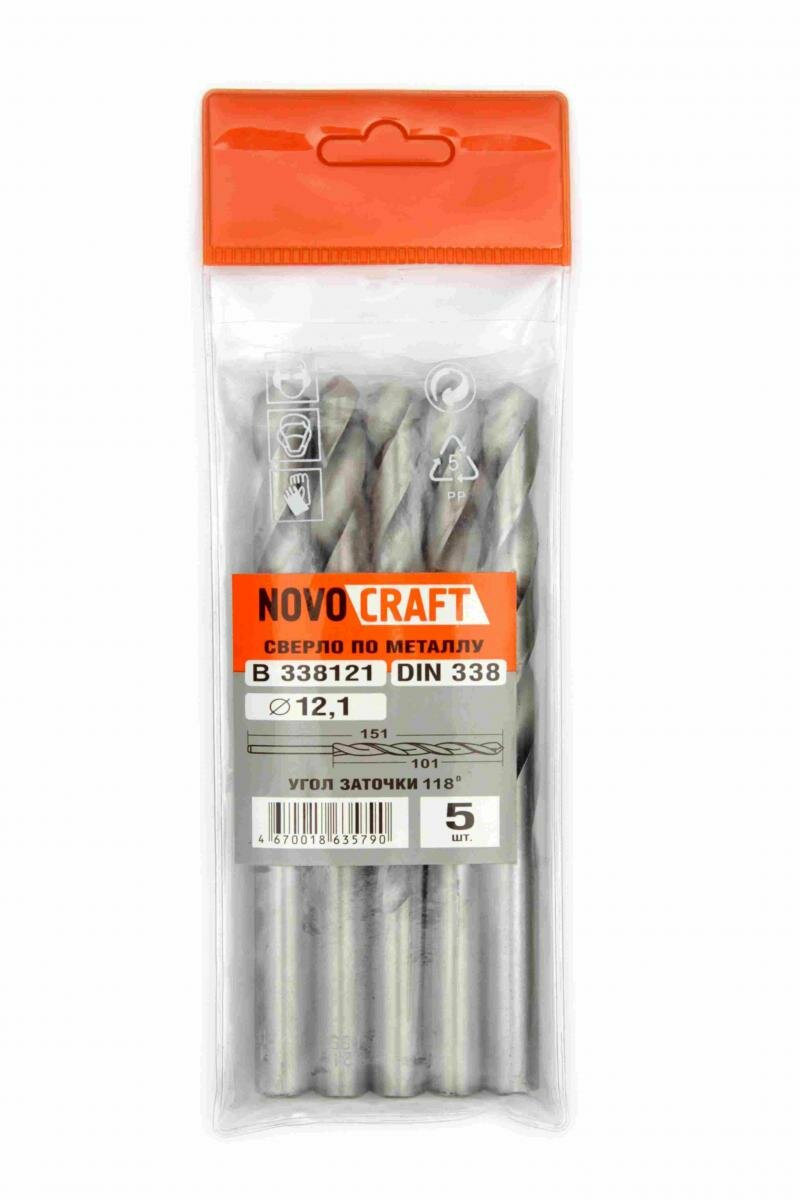 Сверло по металлу 12,1 мм Novocraft Sand средняя серия, DIN 338, уп. 5 шт.