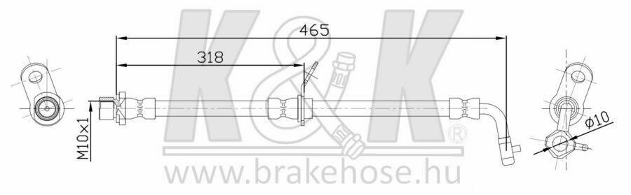 K&K FT1414 Шланг тормозной TOYOTA Avensis Verso (AC_) 2.0 VVT-i 2.0 D4-D 08.01-