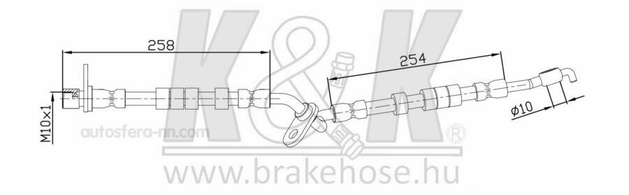 K&K FT0874 Шланг тормозной передн лев MAZDA: 6 (GG) 1.8 09.03-08.07