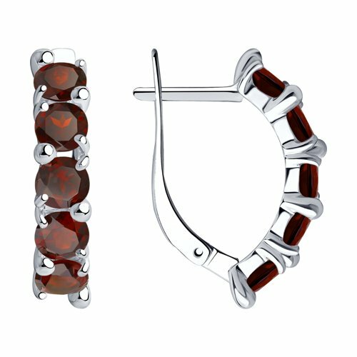 Серьги, серебро, 925 проба, родирование, гранат