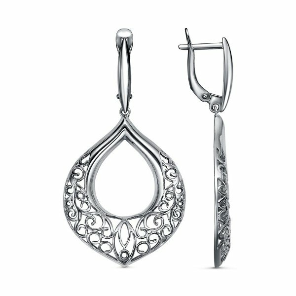 Серьги с подвесками, серебро, 925 проба, родирование