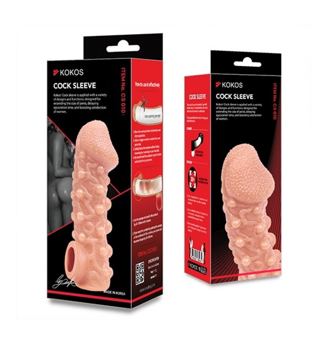 Насадка на фаллос с шариками COCK SLEEVE с петлей для мошонки L