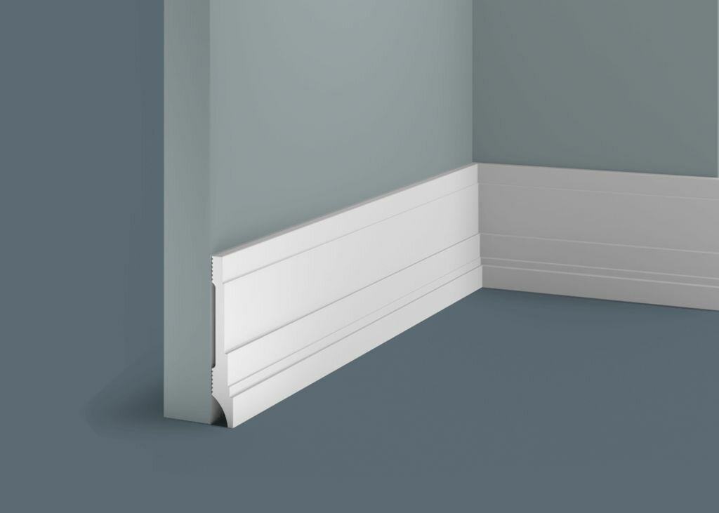 Напольный плинтус Cosca Decor PX042, экополимер, влагостойкий, ударопрочный, под покраску, 2 метра, 1 шт.