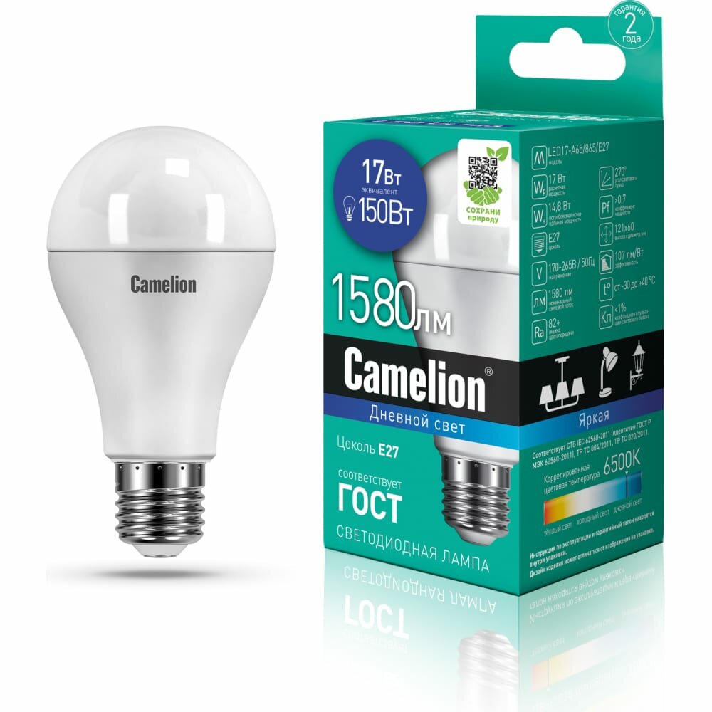 Светодиодная лампа Camelion LED17-A65/865/E27 17Вт 220В 12653