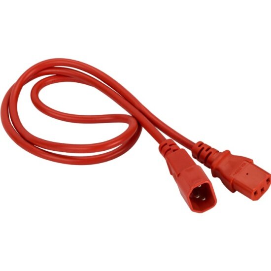 Шнур питания Lanmaster C13-C14, 3х0.75, 220В, 10А, красный, 2 метра