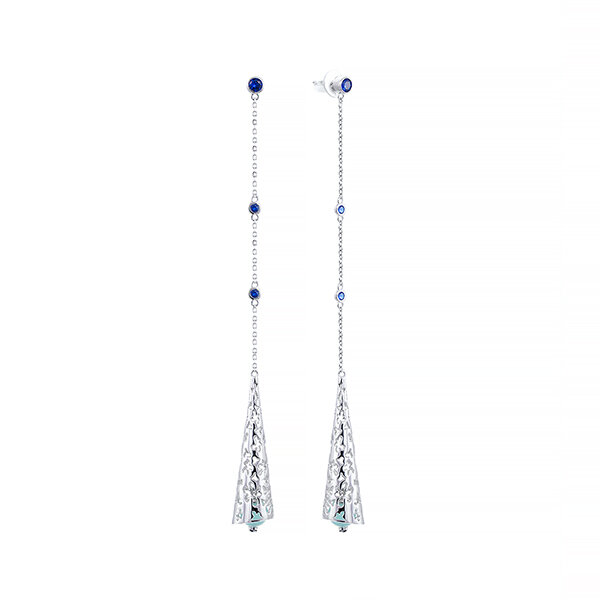 Серьги, серебро, 925 проба, халцедон