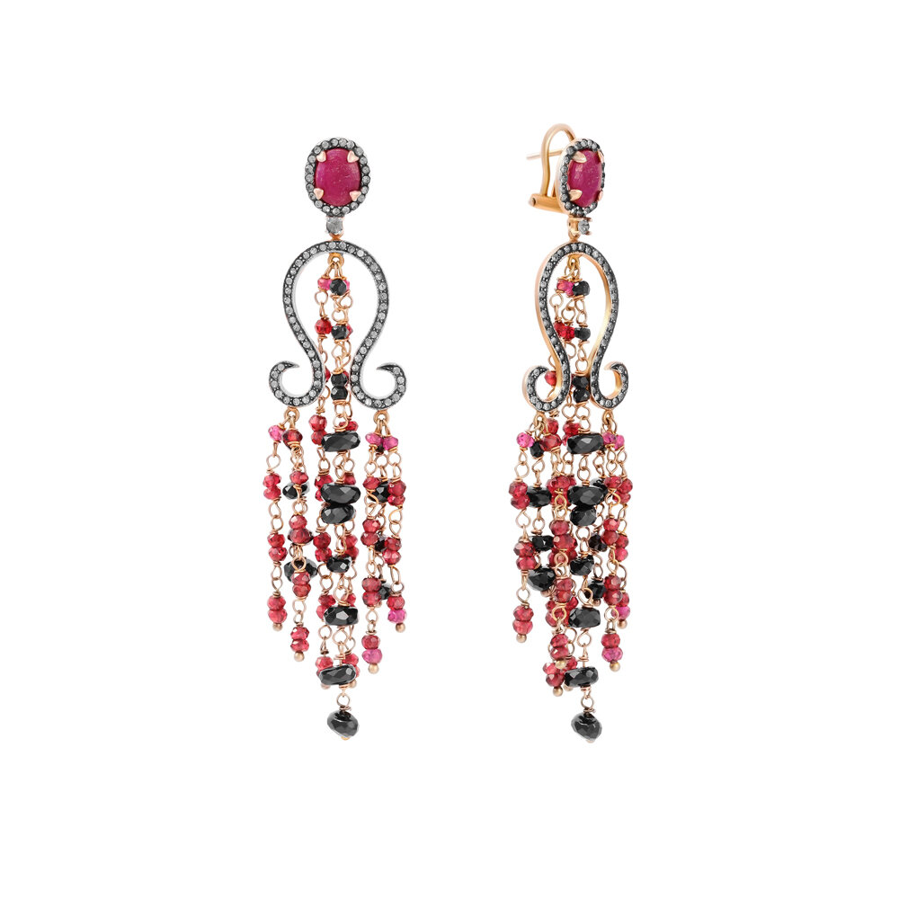 Серьги, серебро, 925 проба, корунд