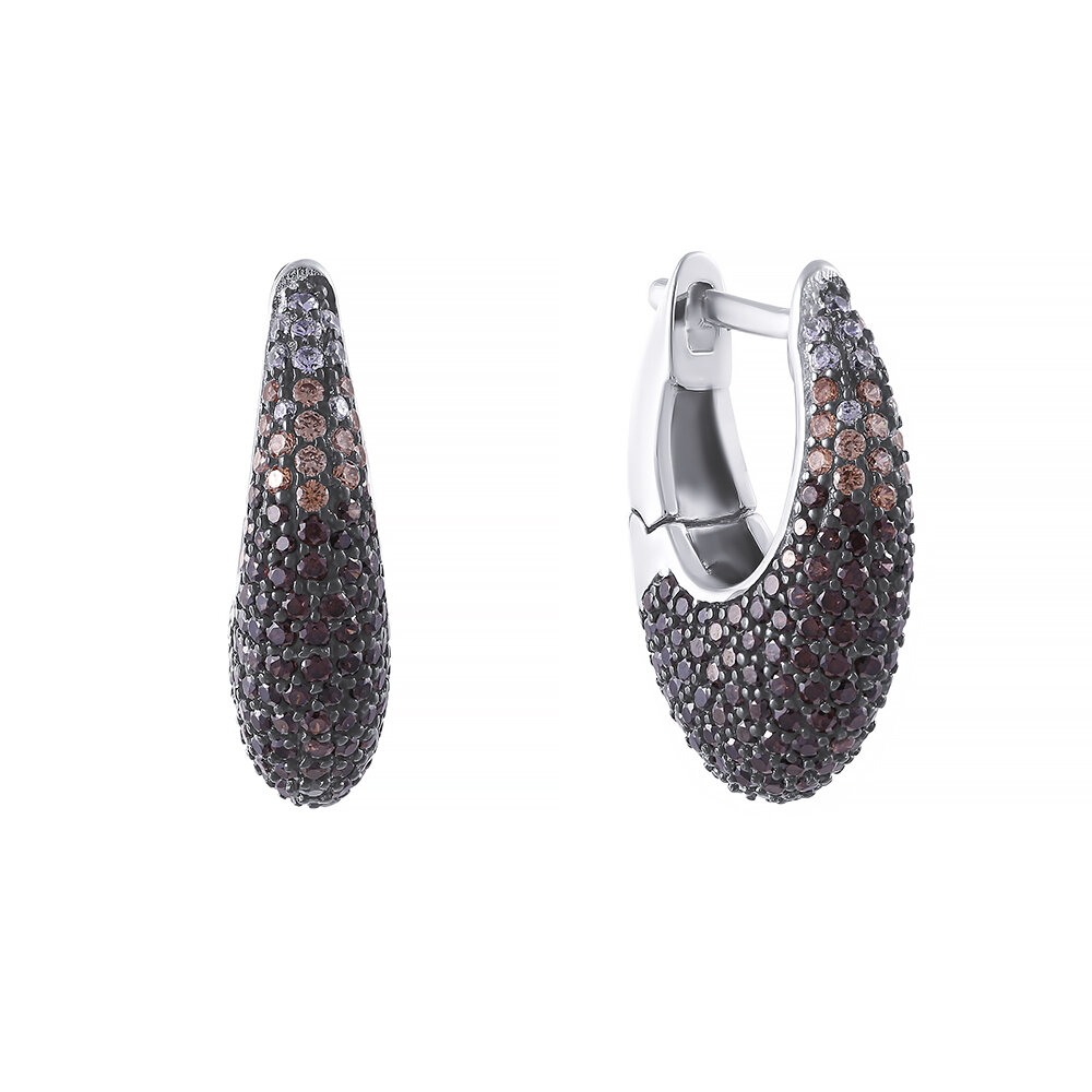 Серьги ELEMENT47, серебро, 925 проба, фианит
