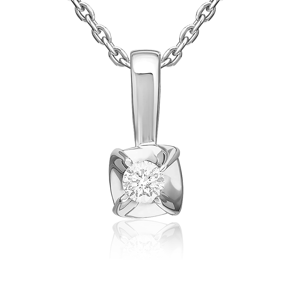 Подвеска, белое золото, 585 проба, бриллиант