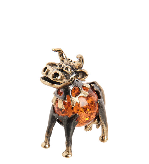Фигурка Бык (латунь, янтарь) AM- 232 113-70543