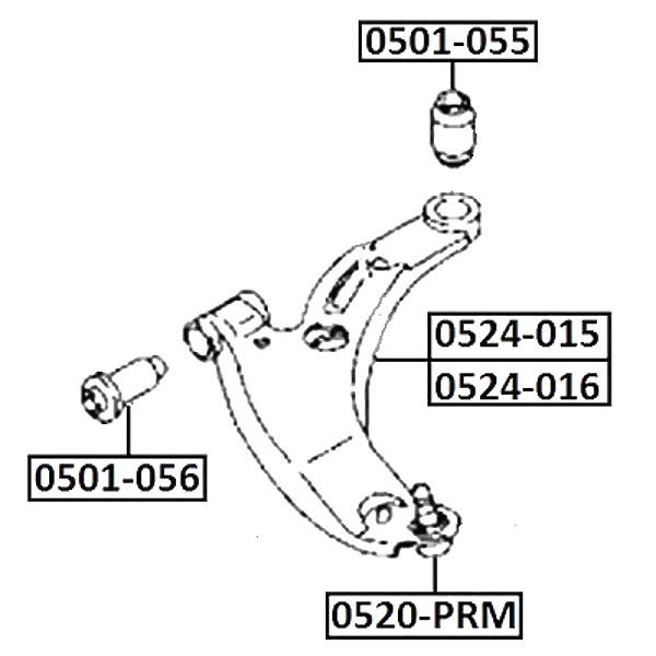 ASVA 0501-056 (B25D34300A / B25D34300B / B25D34300C) сайлентблок перед. подв. нижн. рычага перед.
