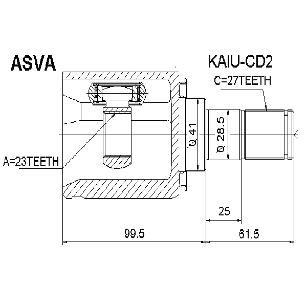 ASVA kaiu-cd2 (1211CEED / 495921H110 / CI1334) шрус внутренний 23x41x27 ceed 09-