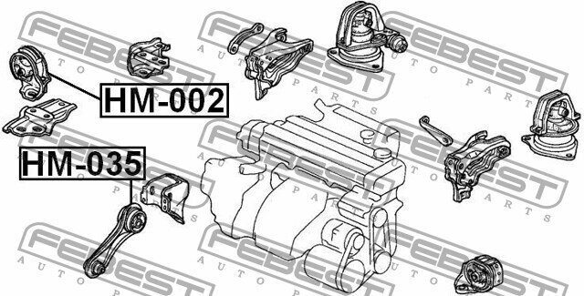 Опора двигателя передняя, HM035 FEBEST HM-035