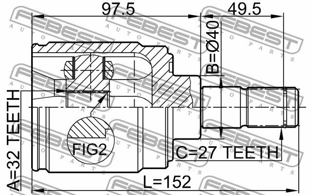 ШРУС внутренний правый 32X40X27(55) (HONDA CR-V RD1/RD2 1997-2001) FEBEST, 0311CRVATRH FEBEST 0311-CRVATRH