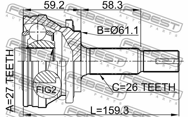 ШРУС наружный 27X70X26 (TOYOTA RAV4 ACA3#/GSA3# 20, 0110ACA30 FEBEST 0110-ACA30