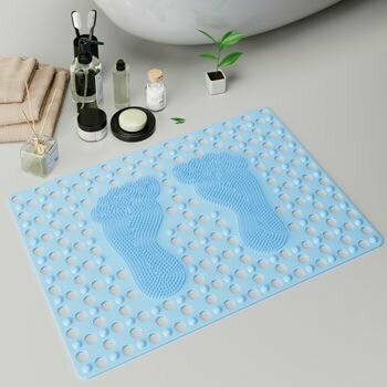 Коврик в ванну и душевую кабину противоскользящий 500х700 голубой