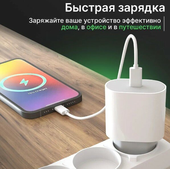 Зарядное устройство Adapter, быстрая зарядка, 25W, USB-C, белый