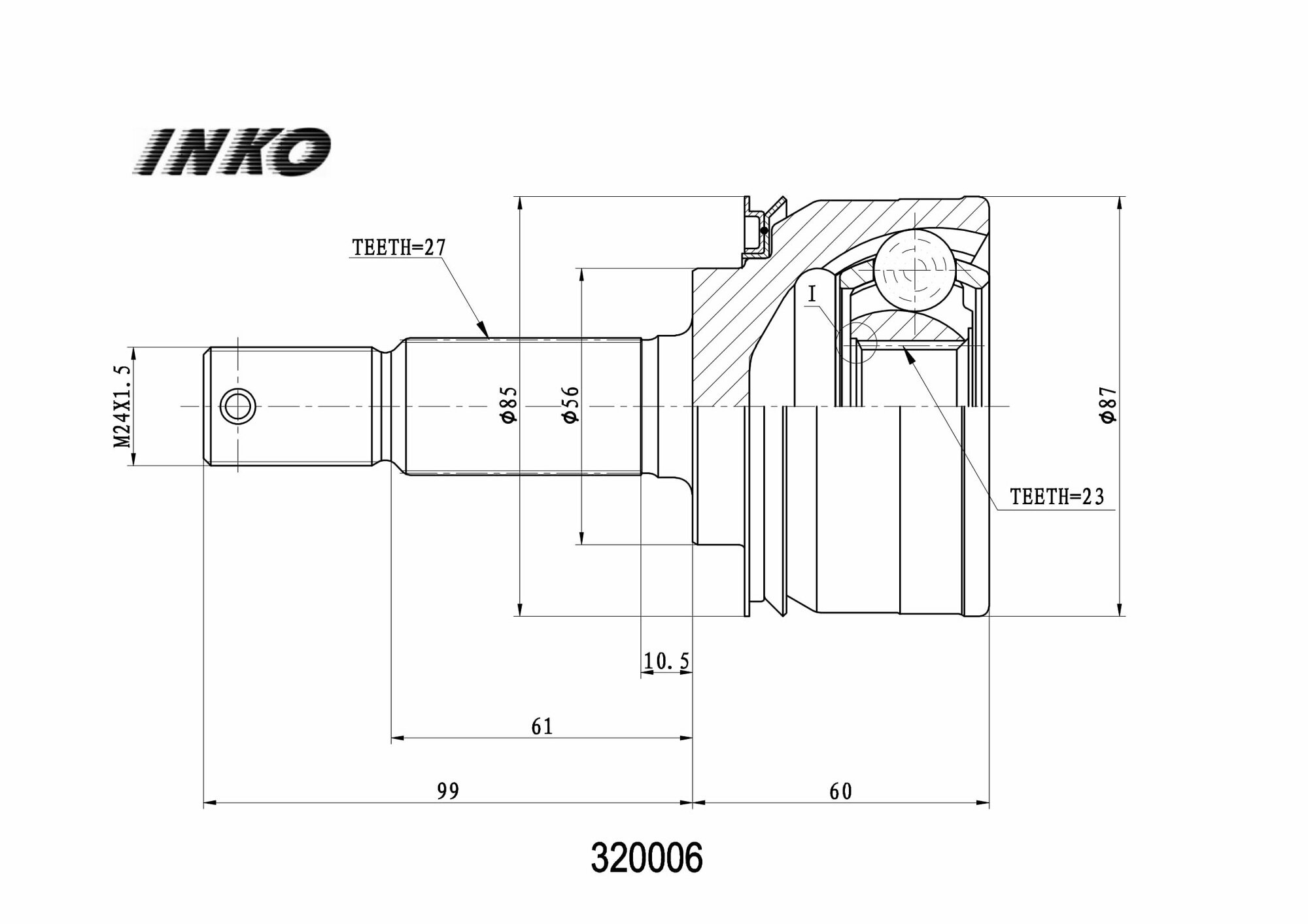 ШРУС внешний 27 23 перед INKO 320006