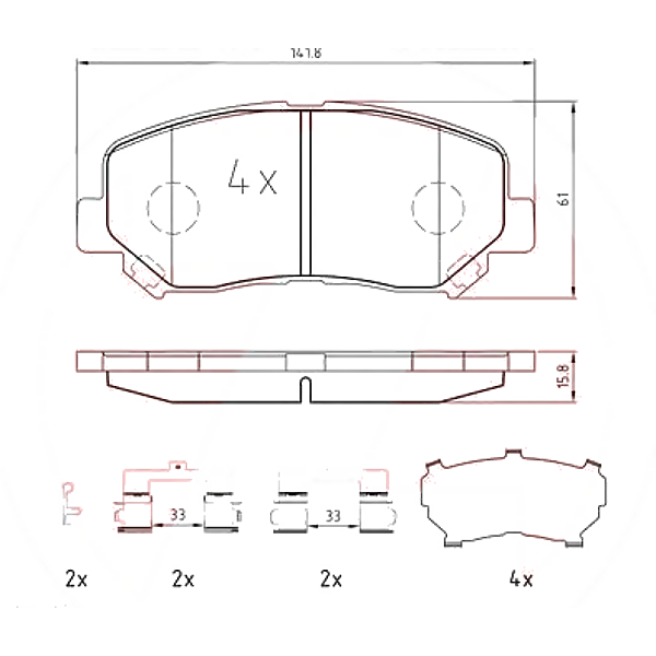 ZIMMERMANN 25564.160.2 (K0Y13323Z / K0Y13328Z / K0Y13328ZA) комплект тормозных колодок, дисковый тормоз