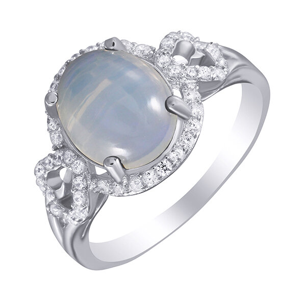 Кольцо, серебро, 925 проба, фианит, опал