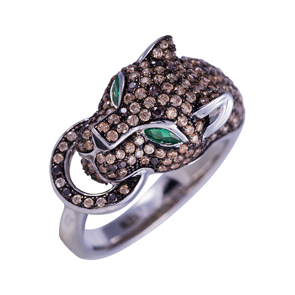 Кольцо, серебро, 925 проба, родирование, циркон