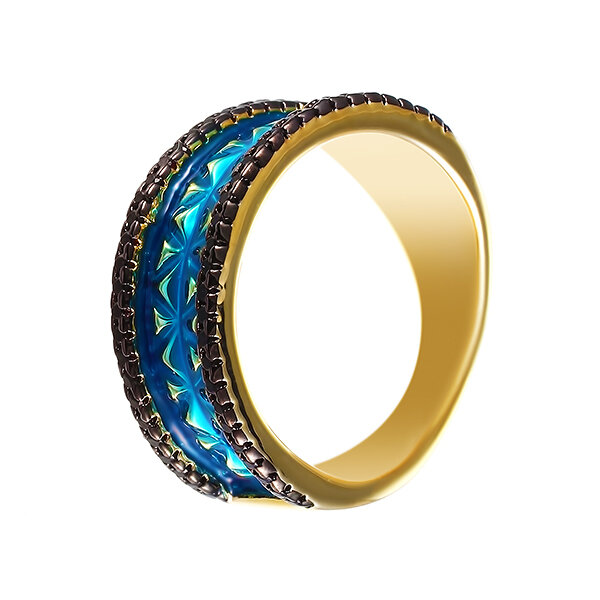 Кольцо, серебро, 925 проба, эмаль