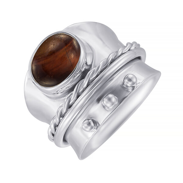 Кольцо, серебро, 925 проба, тигровый глаз