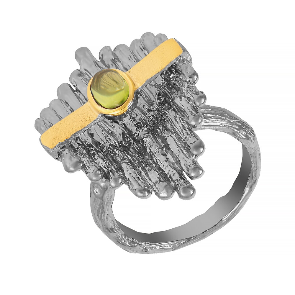 Кольцо, серебро, 925 проба, перидот