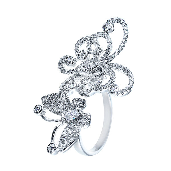 Кольцо, серебро, 925 проба, фианит