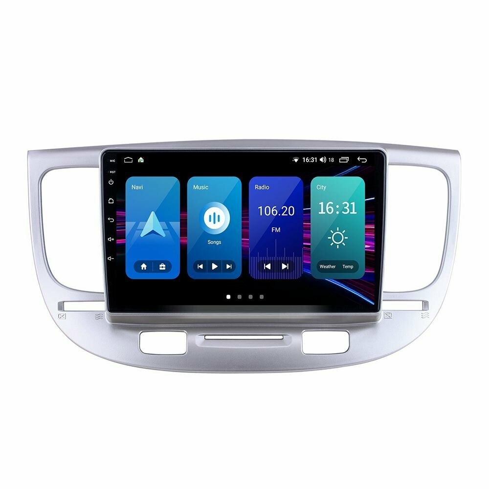 Автомагнитола с рамкой 2 din 9 дюймов для Kia Rio 2 2006-2011 серебро / Android 6Gb+128Gb / GPS / Поддержка сим-карты / Камеры 360 гр./ Встроенные кулер охлаждения