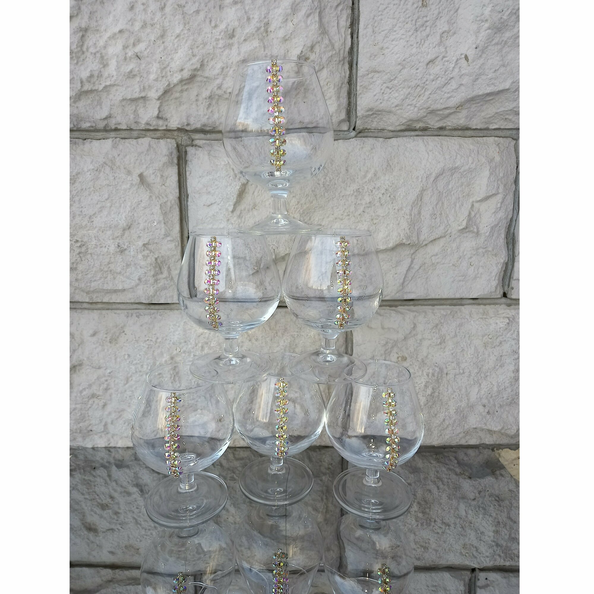 Набор 6 бокалов 250мл инкрустированные ручной работы