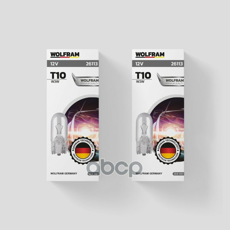 Лампа 12V T10 3W W2,1x9,5d WOLFRAM WITHOUT SOCKET 1 шт. картон 26113 WOLFRAM арт. 26113