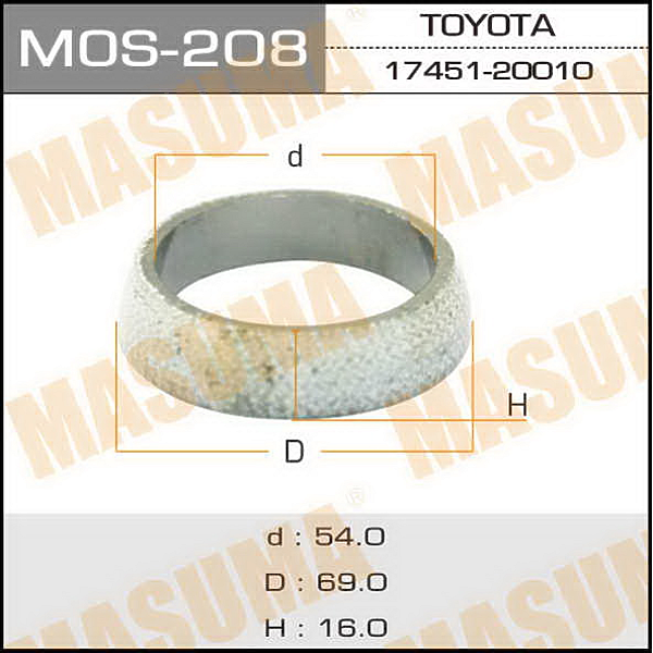 MASUMA MOS-208 (1418358B02 / 1418365D00 / 174510B010) прокладка глушителя\ , Nissan (Ниссан) Primera (Примера) / note /