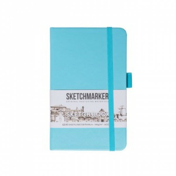 Блокнот для зарисовок Sketchmarker 140г/кв. м 9*14см 80л твердая обложка, Небесно-голубой